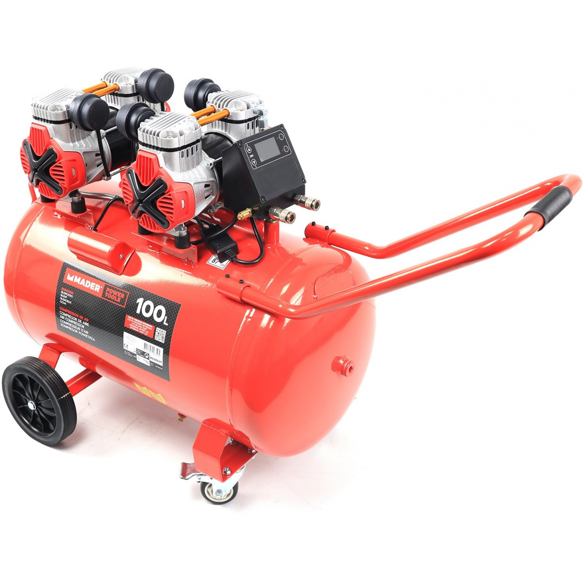 Compressor de Ar, Monobloco, 100L, 4HP, 4 Cabeças - 2 Motores, LCD refª ...