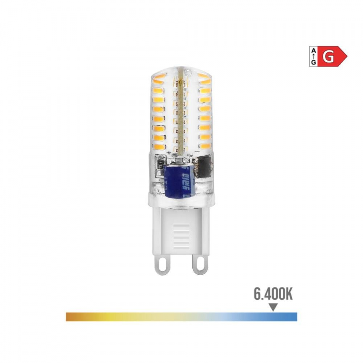 Lâmpada led de silicone g9 2,5w 170lm 6400k luz fria ø1,6x5cm refª ...