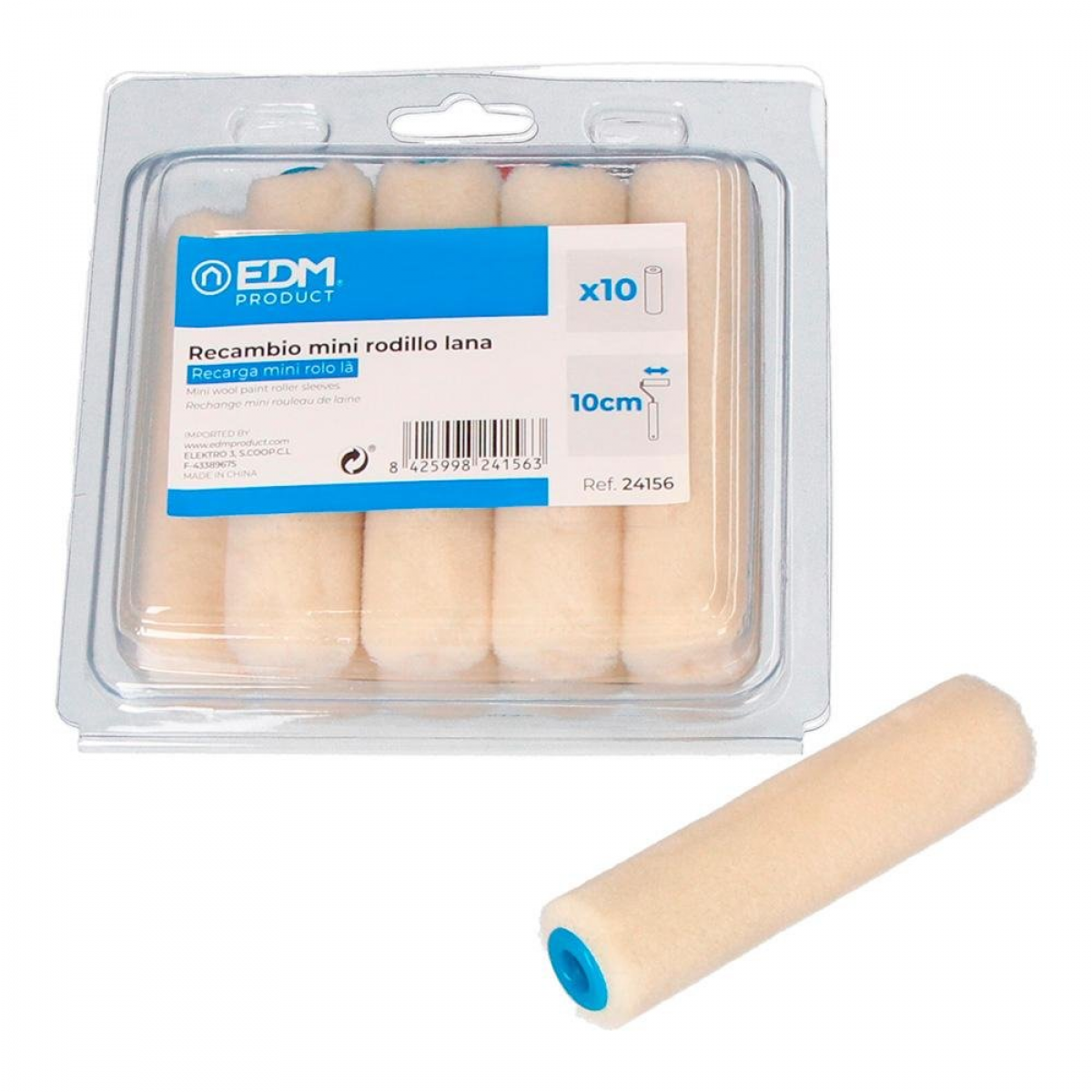 Substituição mini rolo lã 110mm 10 unid. refª 24156 EDM - E24156 ...