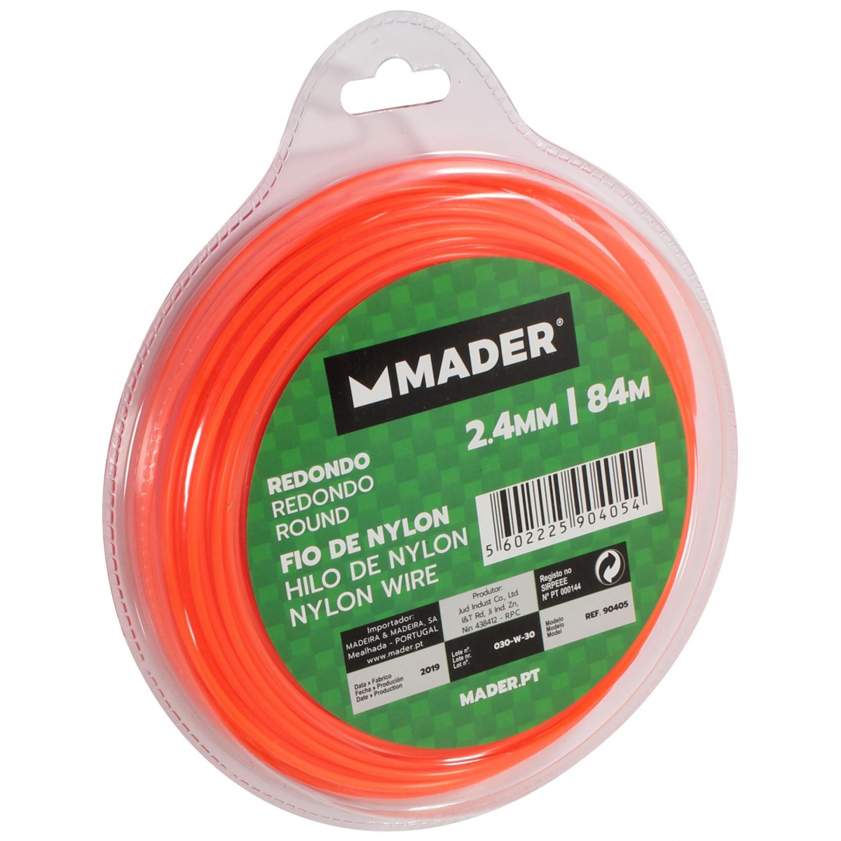 Fio de Nylon, Redondo, 2.4mm, 84m refª 90405 MADER - 90405 | Ferramentaspro