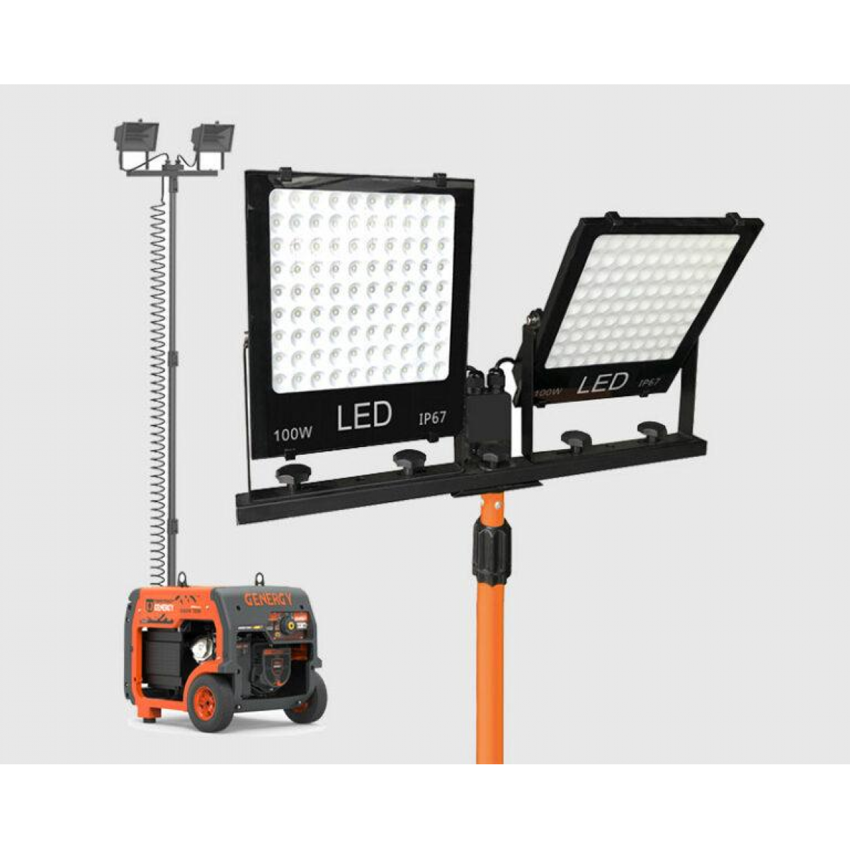 Torre iluminação led 2x100w 24000Lm p/gerador refª 12605 GENERGY ...